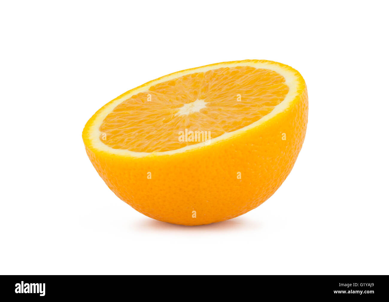 Half Orange on white background Stock Photo - Alamy