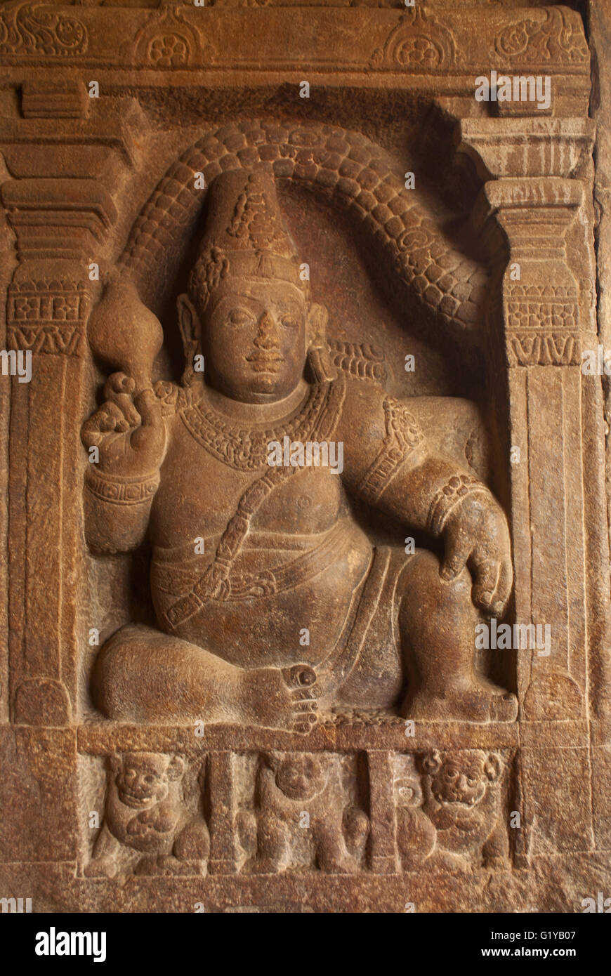 Carved figure of Sankhanidhi; a semi divine being, left panel, Eastern ...