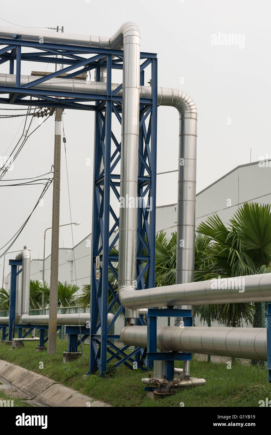 industrial pipelines on pipe-bridge Stock Photo - Alamy