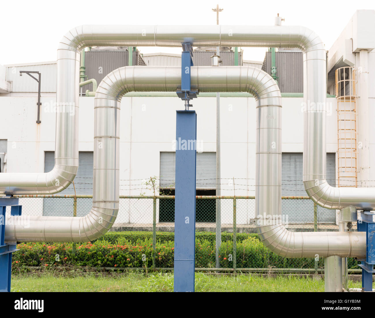 industrial pipelines on pipe-bridge Stock Photo - Alamy