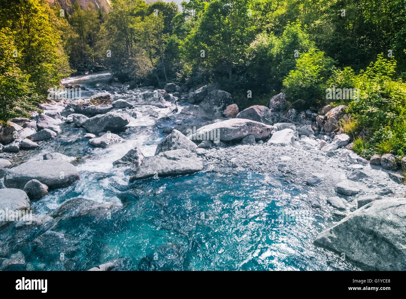Blue mountain river Stock Photo - Alamy