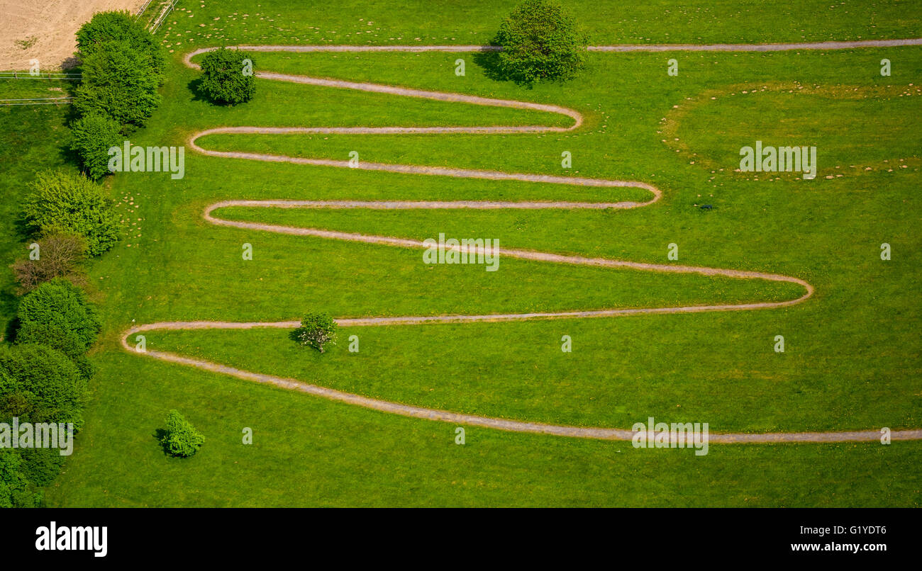 Aerial view, serpentine for heart patients, coronarpatienten, way in ...