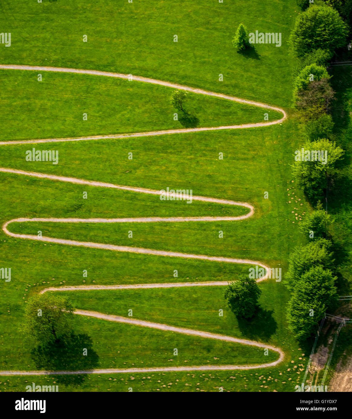 Aerial view, serpentine for heart patients, coronarpatienten, way in ...