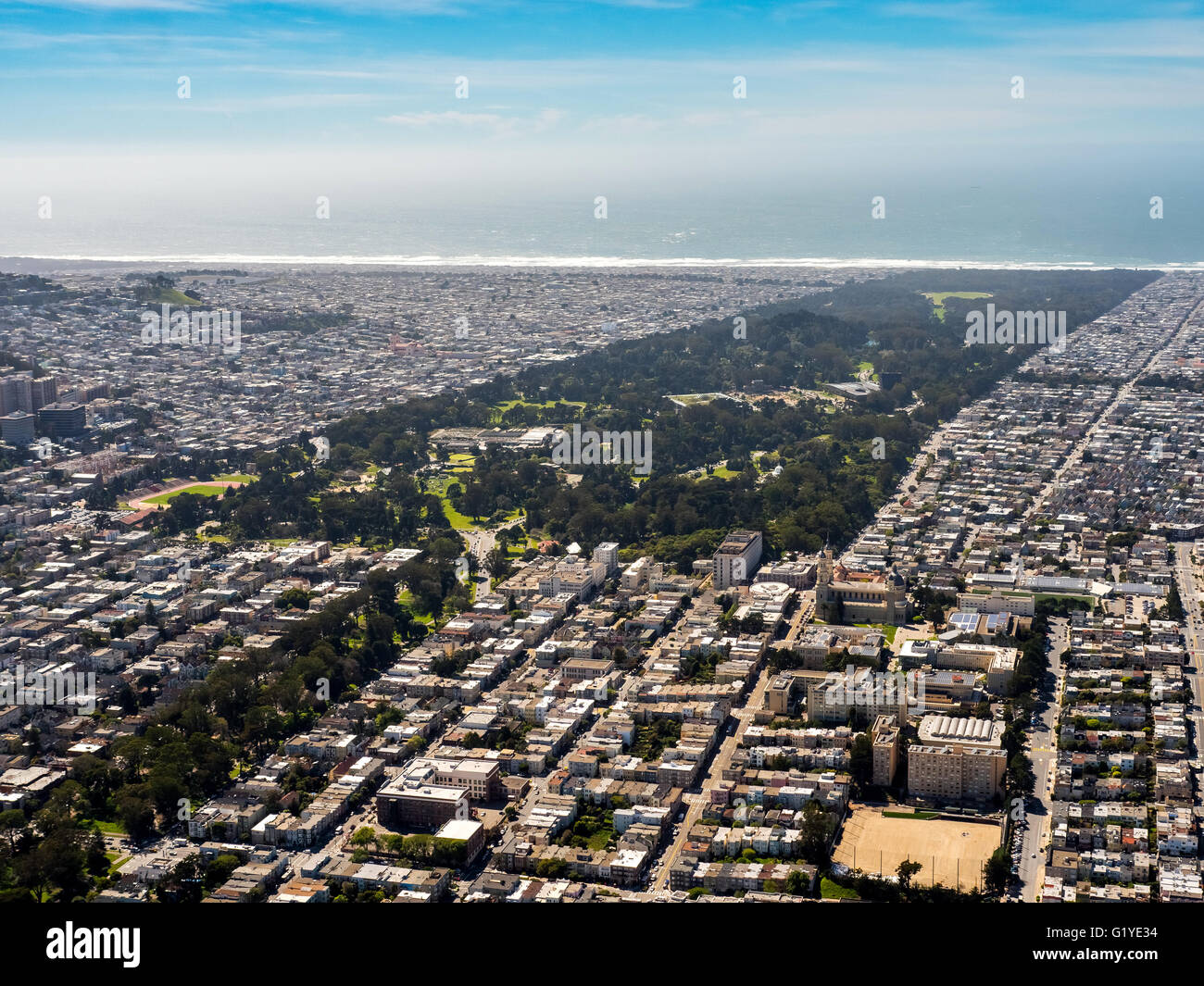 Aerial view, Golden Gate Park, San Francisco, San Francisco Bay Area ...