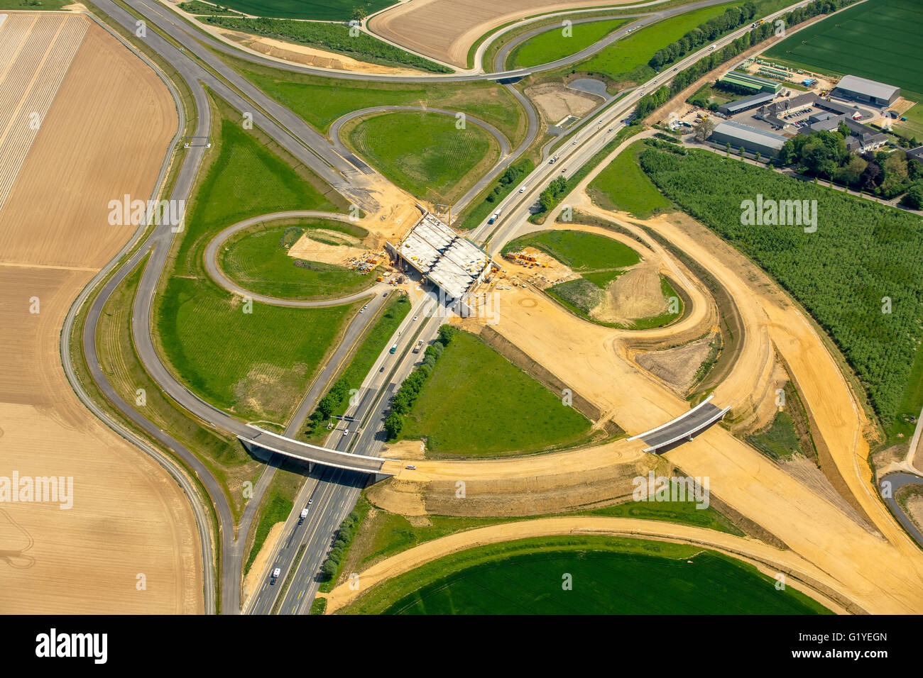 Aerial view, new highway triangle Jackerath A44 and A61 ...