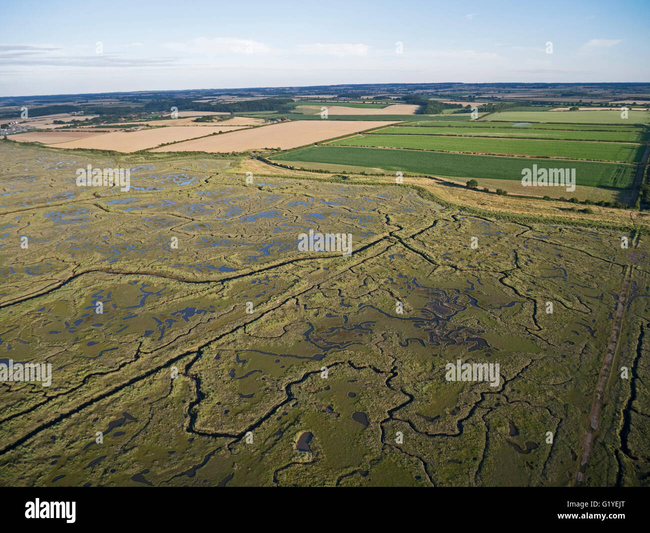 Creek l salt marsh norfolk landscape aerial coast sea tidal hi-res ...