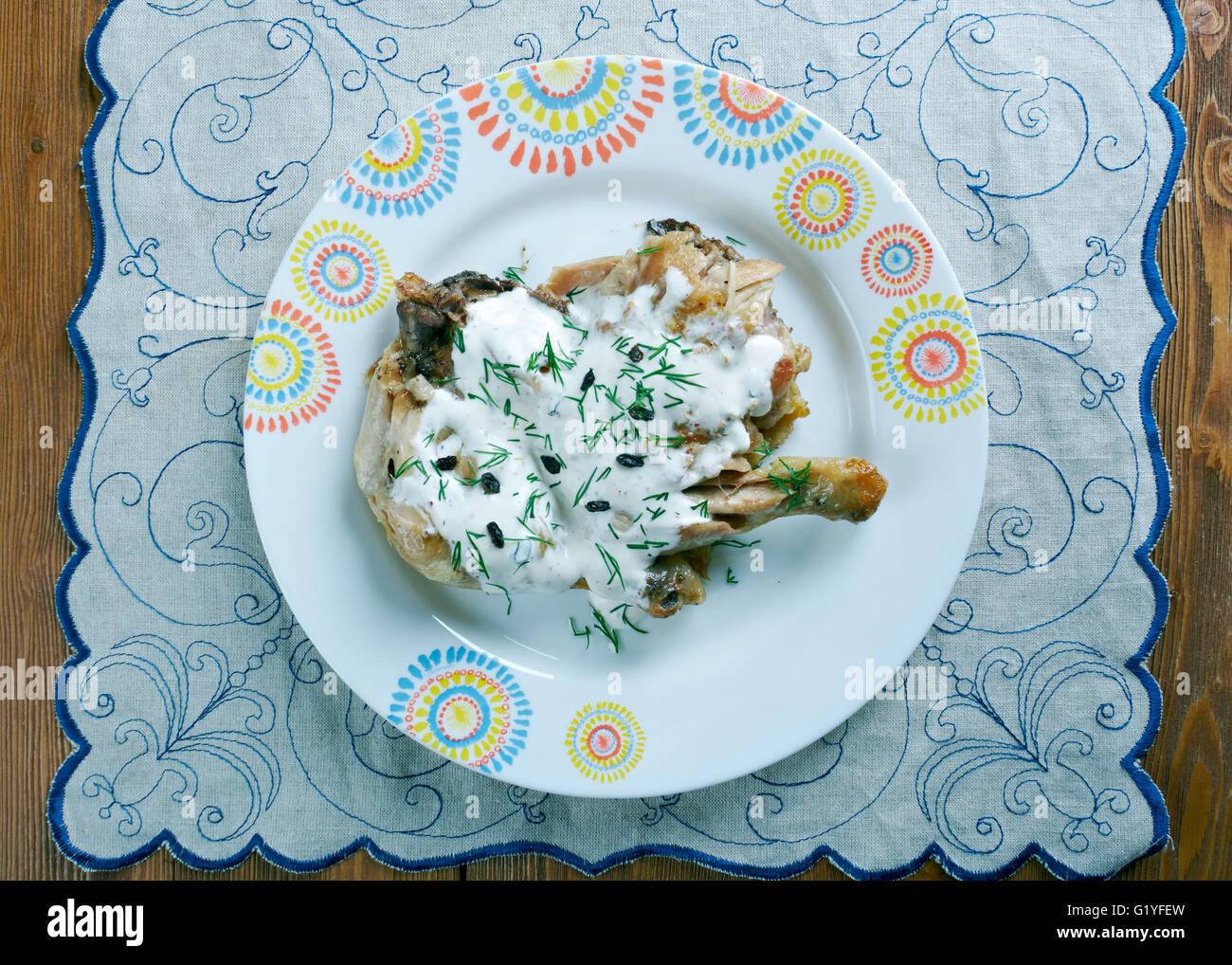 chkmeruli chicken - traditional Georgian dish of chicken in garlic ...