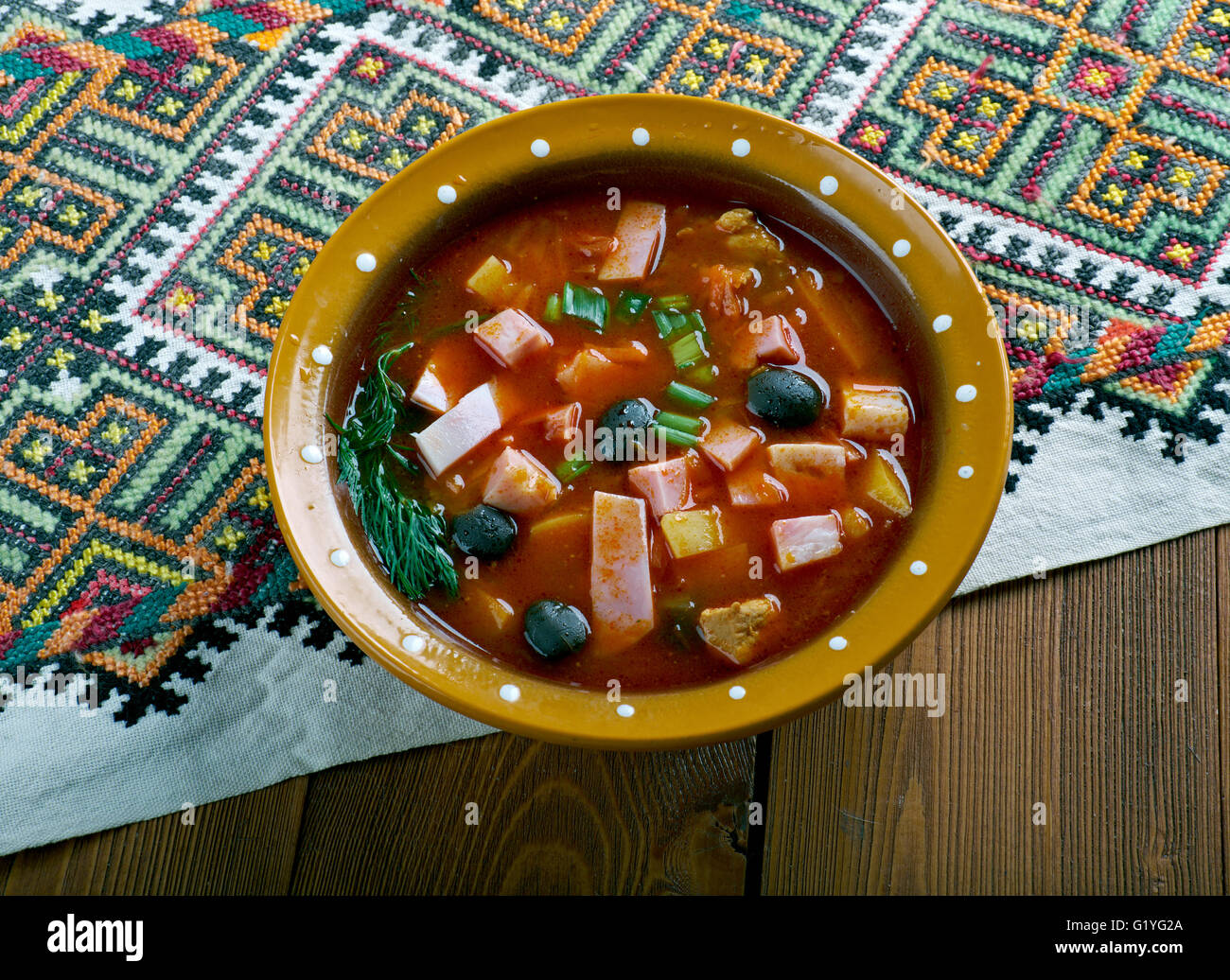 Seljanka a thick, spicy and sour Russian soup. ingredient being either ...