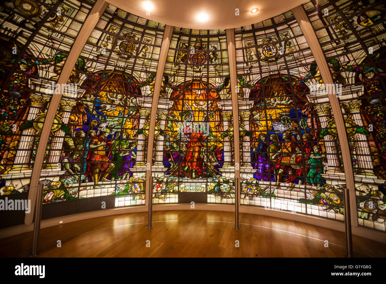 The stained glass dome of the Baltic Exchange, Greenwich Maritime ...