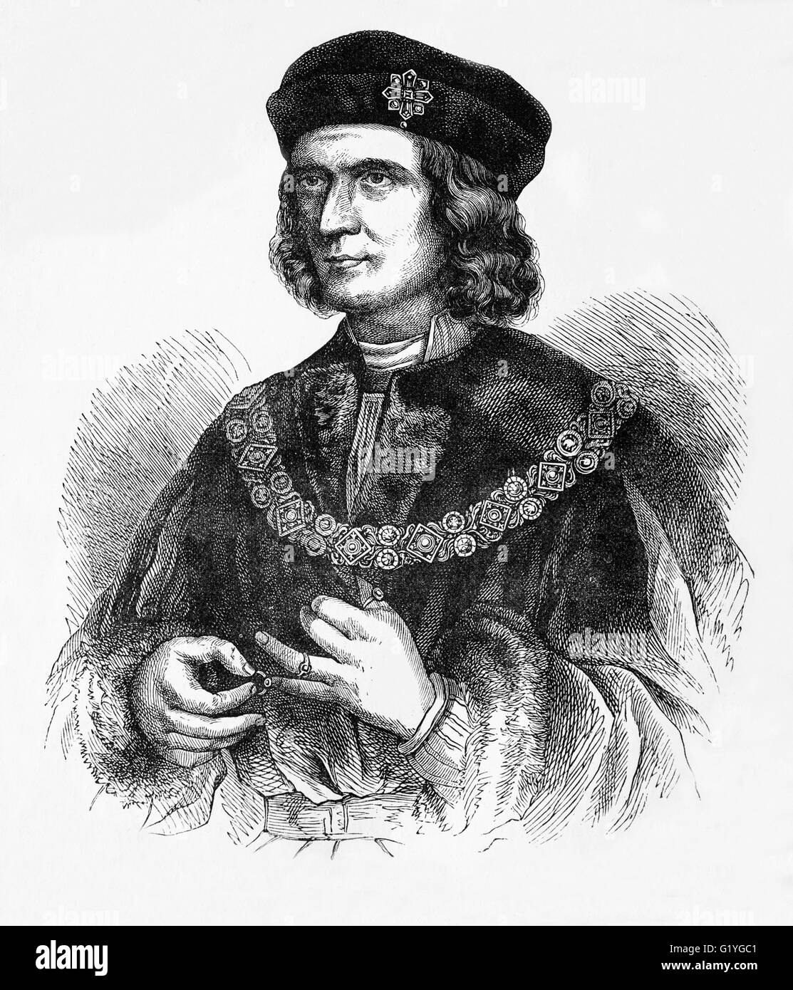 Richard III, King of England from 1483 until his death in 1485, at the ...