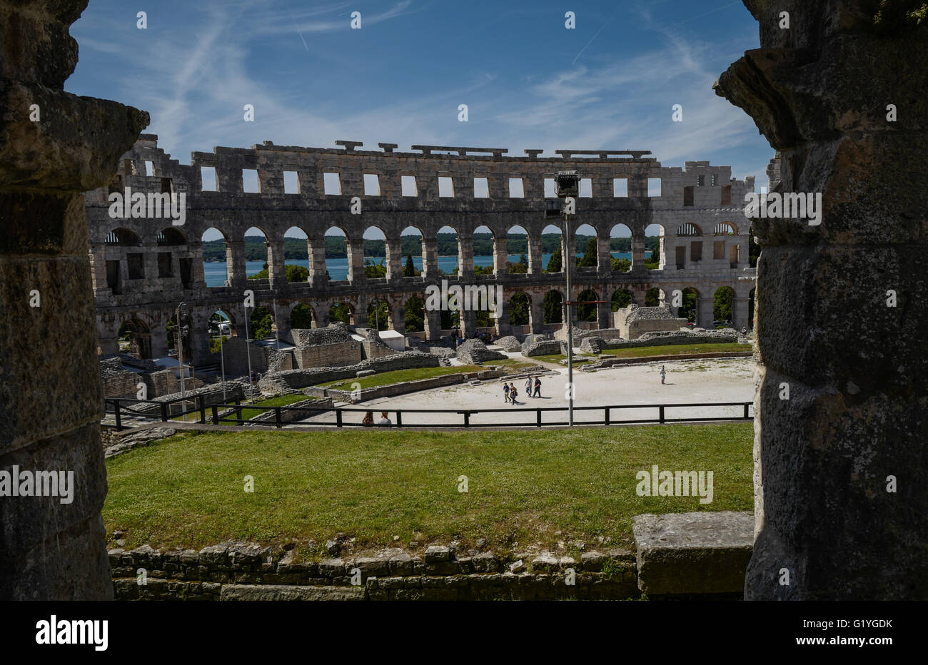 View of the roman amphitheatre,Pula Istria Croatia Stock Photo - Alamy