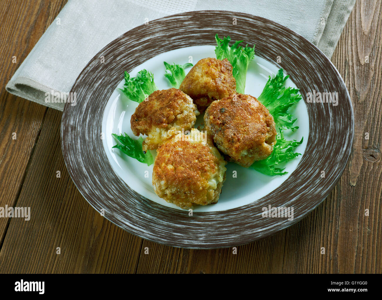 Crispy Rice Balls - Sharp Cheddar Arancini Stock Photo - Alamy