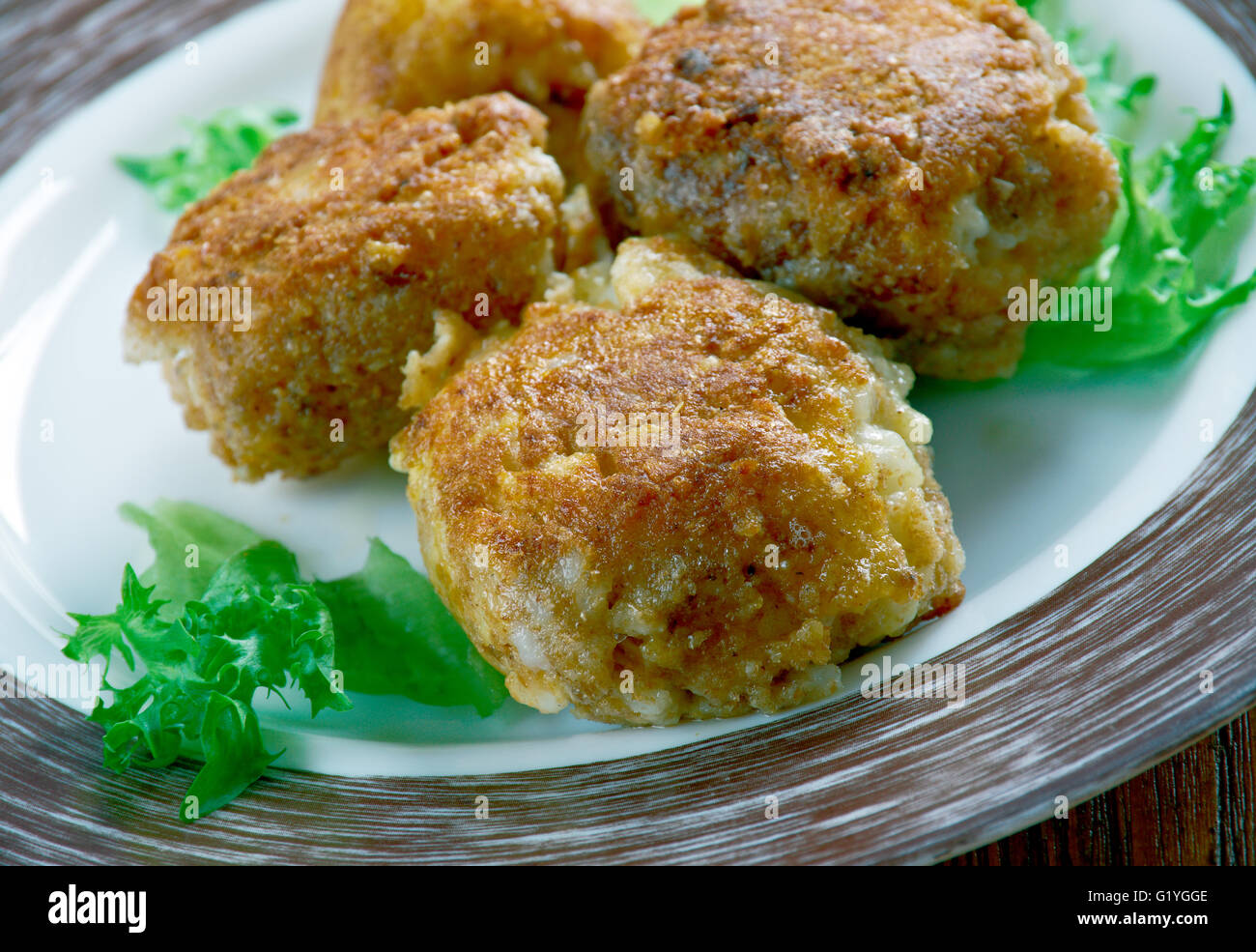 Crispy Rice Balls - Sharp Cheddar Arancini Stock Photo - Alamy