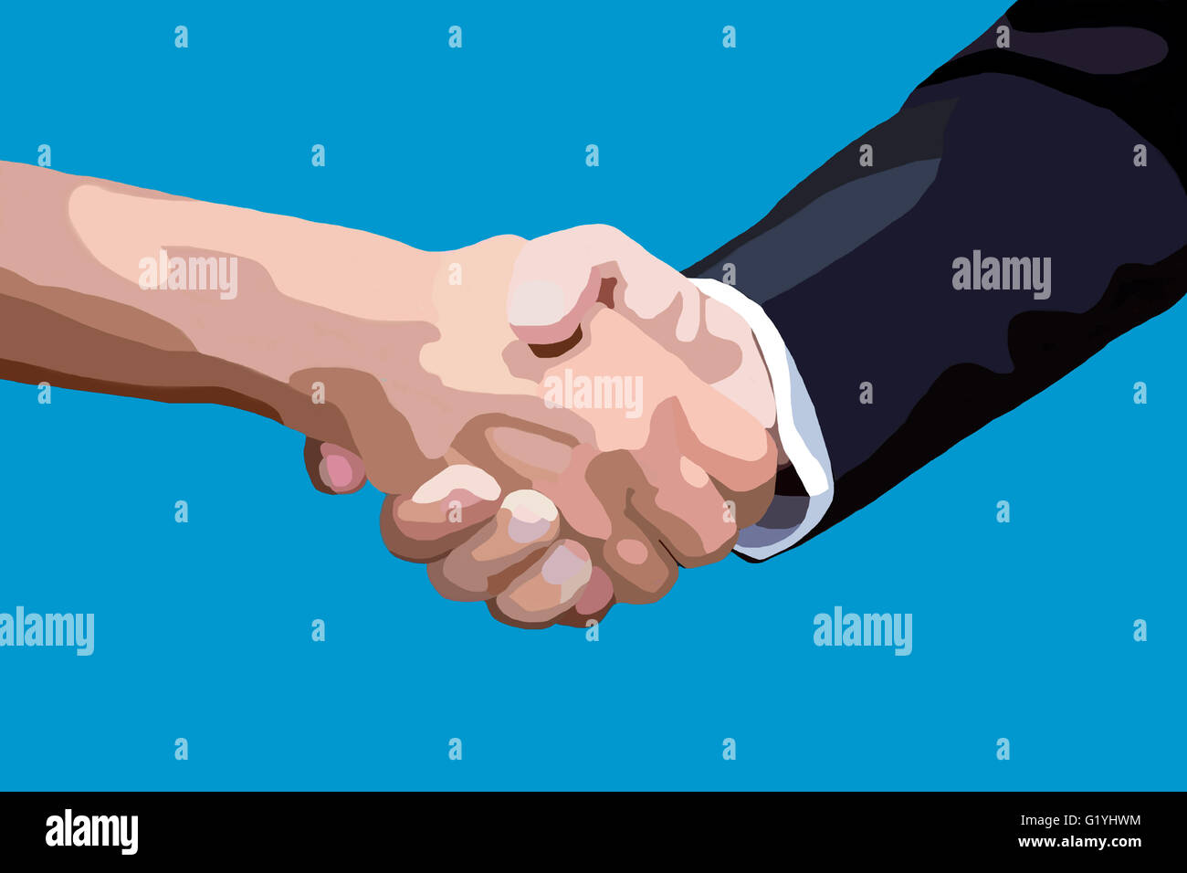Handshake Drawing Blue