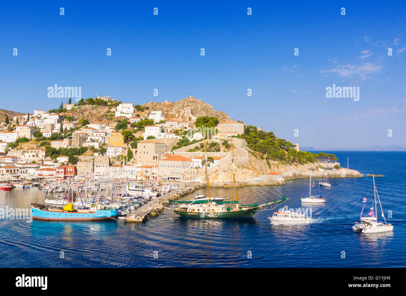 Harbour Of Hydra Port Hydra Town Hydra Island Greece Stock Photo Alamy