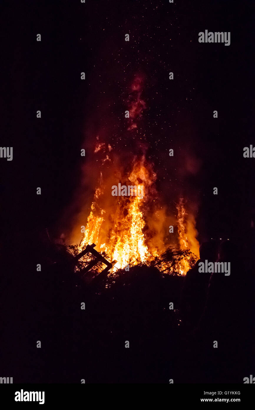 Bonfire in the dark Stock Photo - Alamy