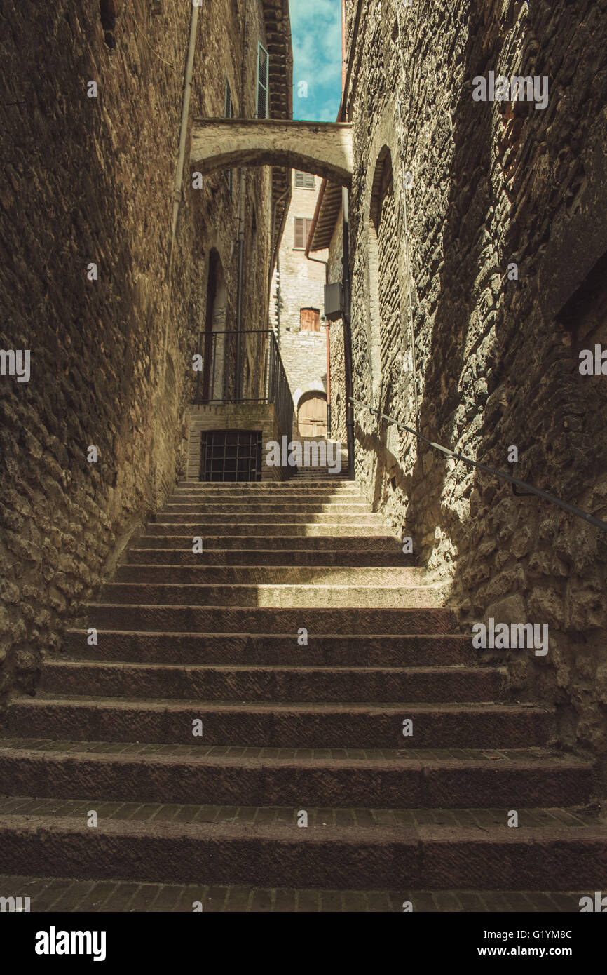 Stairs and alley in Assisi Stock Photo - Alamy