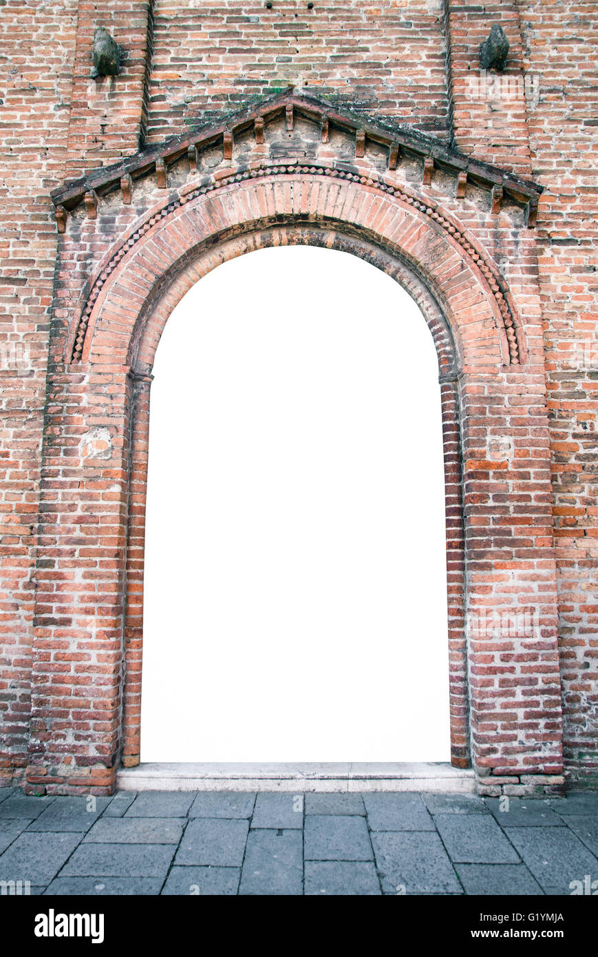 Arched entrance of a medieval church suitable as a frame or border ...
