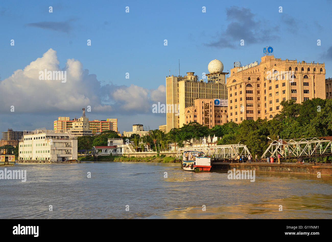 Kolkata cityscape as seen from Hooghly river, West Bengal, India Stock ...
