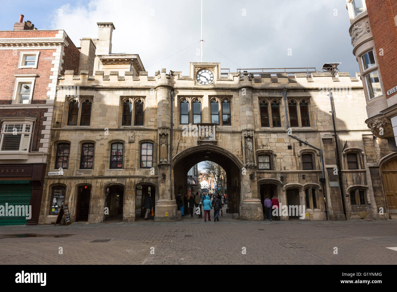 High Street with Stonebow Gate, Lincoln, Lincolnshire, England, UK ...