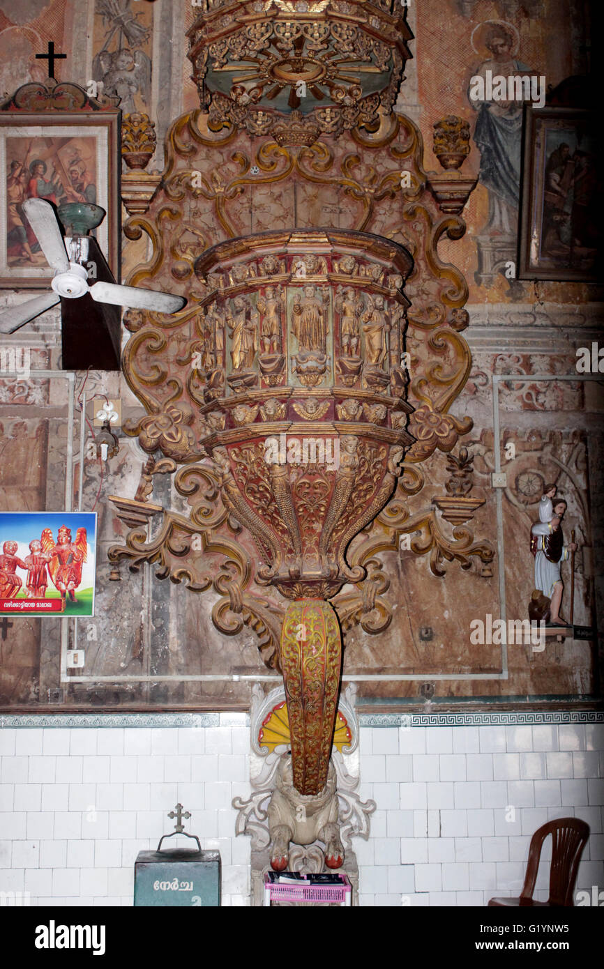 Pulpit of St. Antony's Church at Ollur in Kerala Stock Photo - Alamy