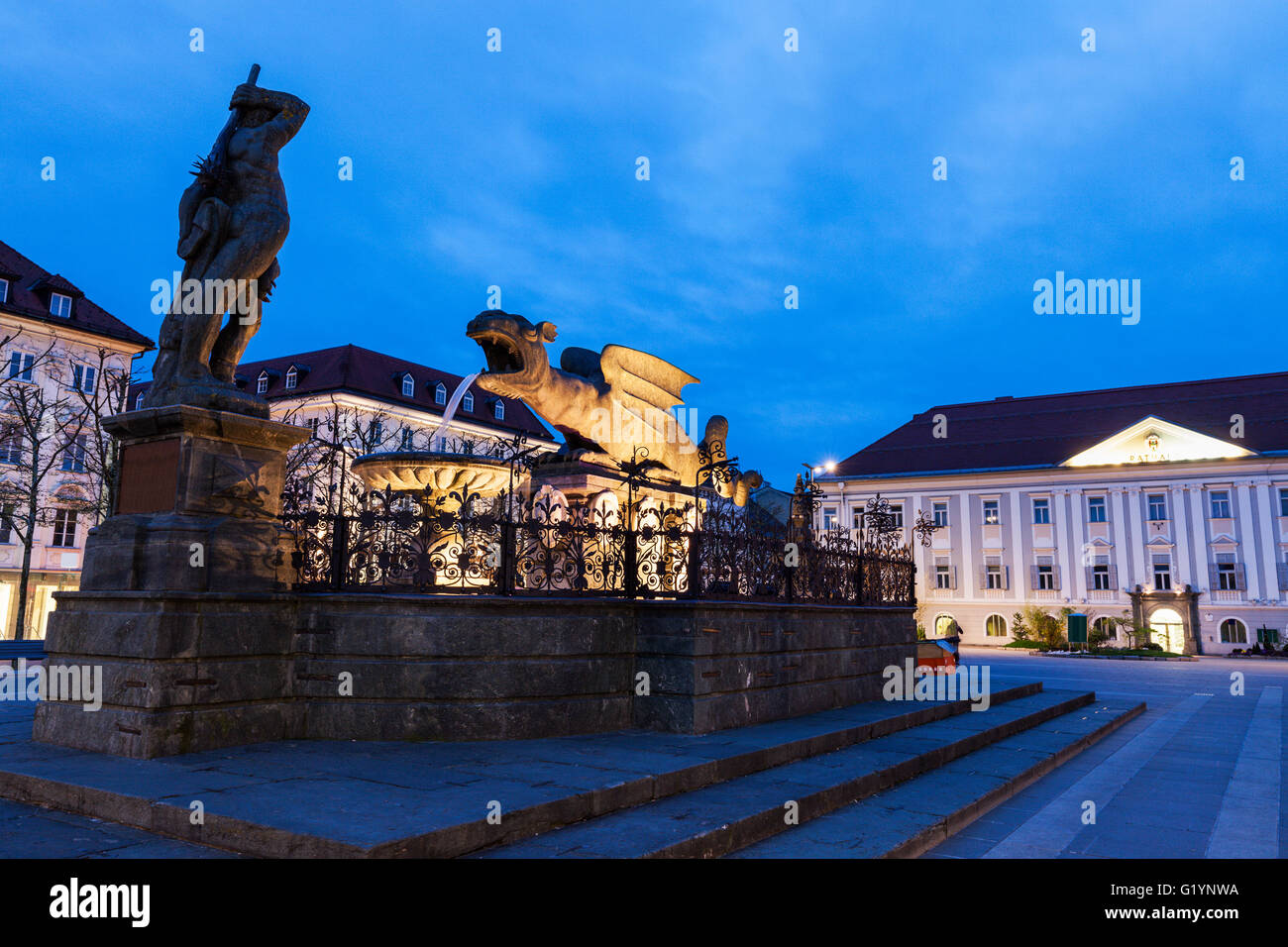 Lindwurmbrunnen on Neuer Platz in Klagenfurt. Klagenfurt, Carinthia ... Lindwurmbrunnen on Neuer Platz in Klagenfurt. Klagenfurt, Carinthia ...