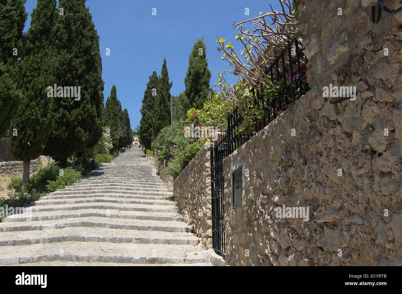 Calvary Steps at Pollensa, Mallorca, Spain Stock Photo - Alamy