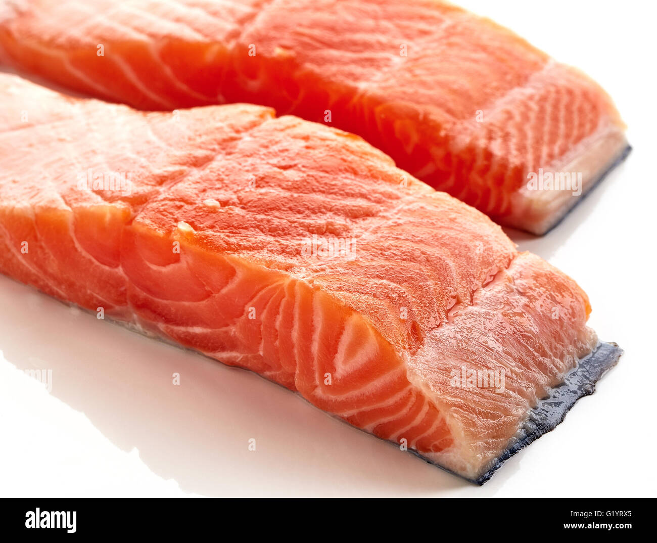 Fresh raw salmon fillet isolated on white background Stock Photo - Alamy