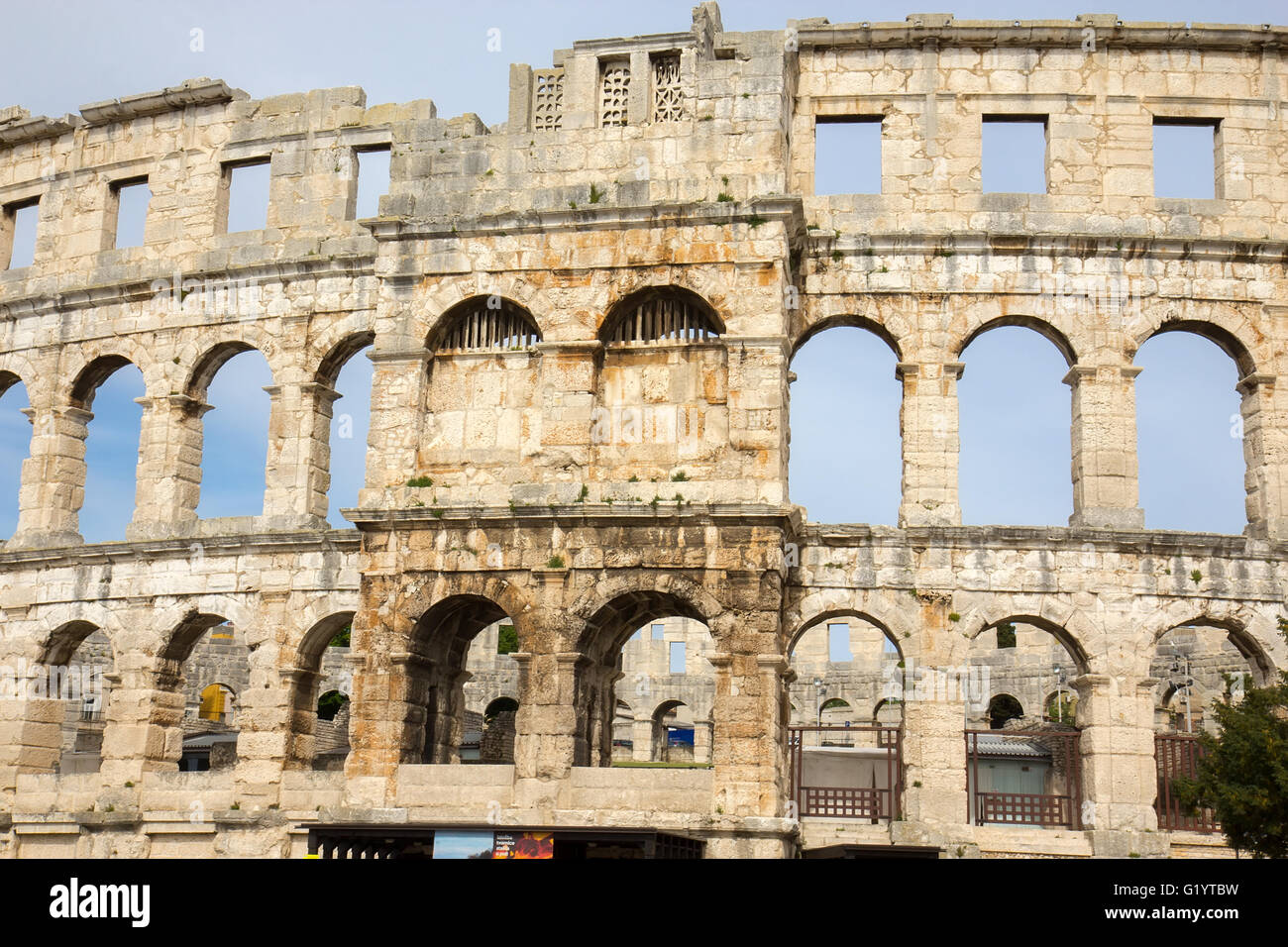 Pula, Croatia - Roman amphitheatre - detail Stock Photo - Alamy