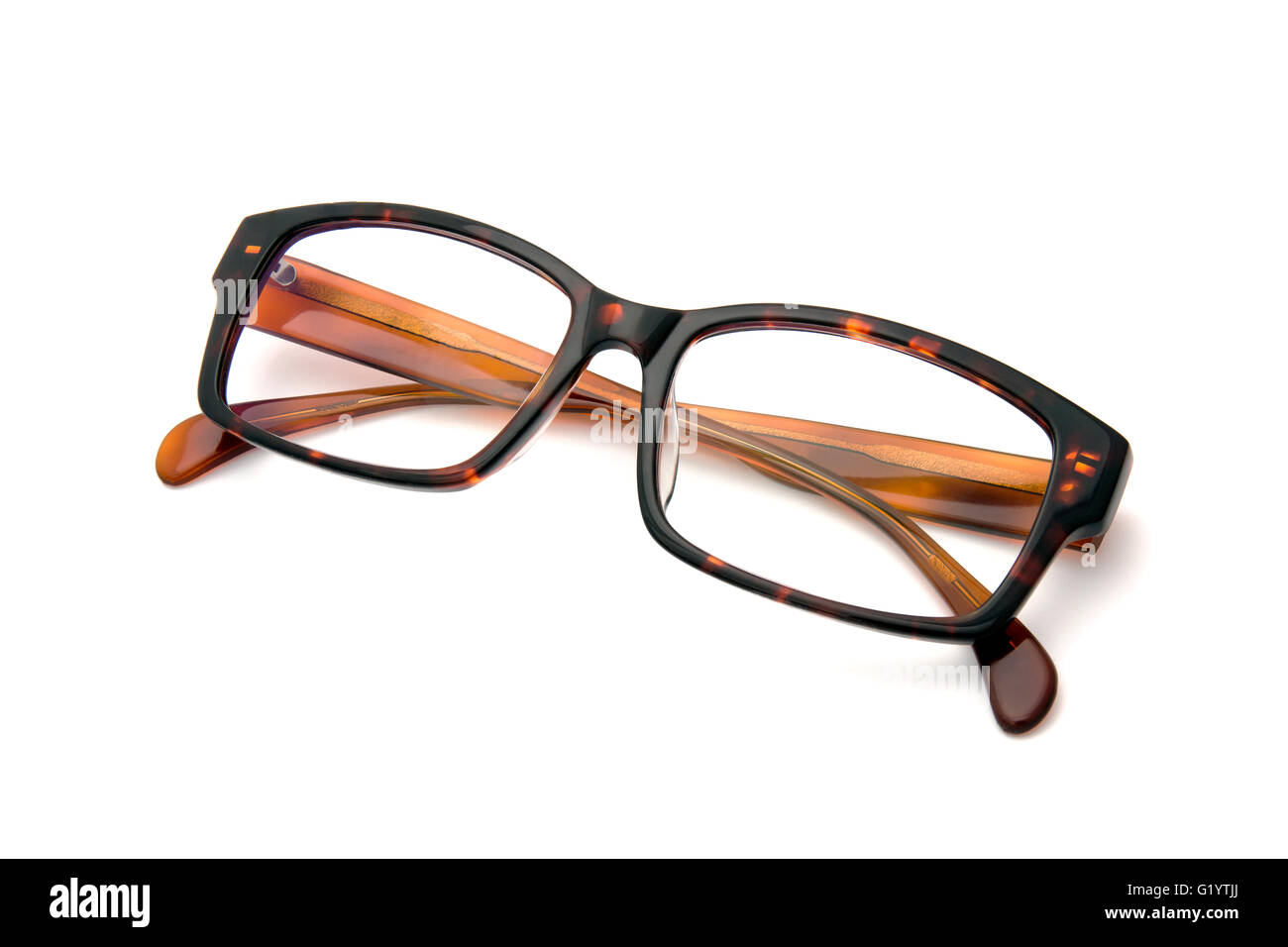 Brown eyeglasses on white background Stock Photo - Alamy