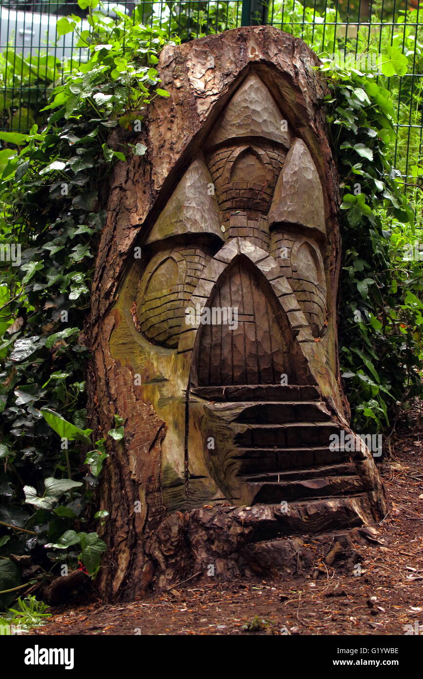 Fairy castle carved into a tree Stock Photo - Alamy