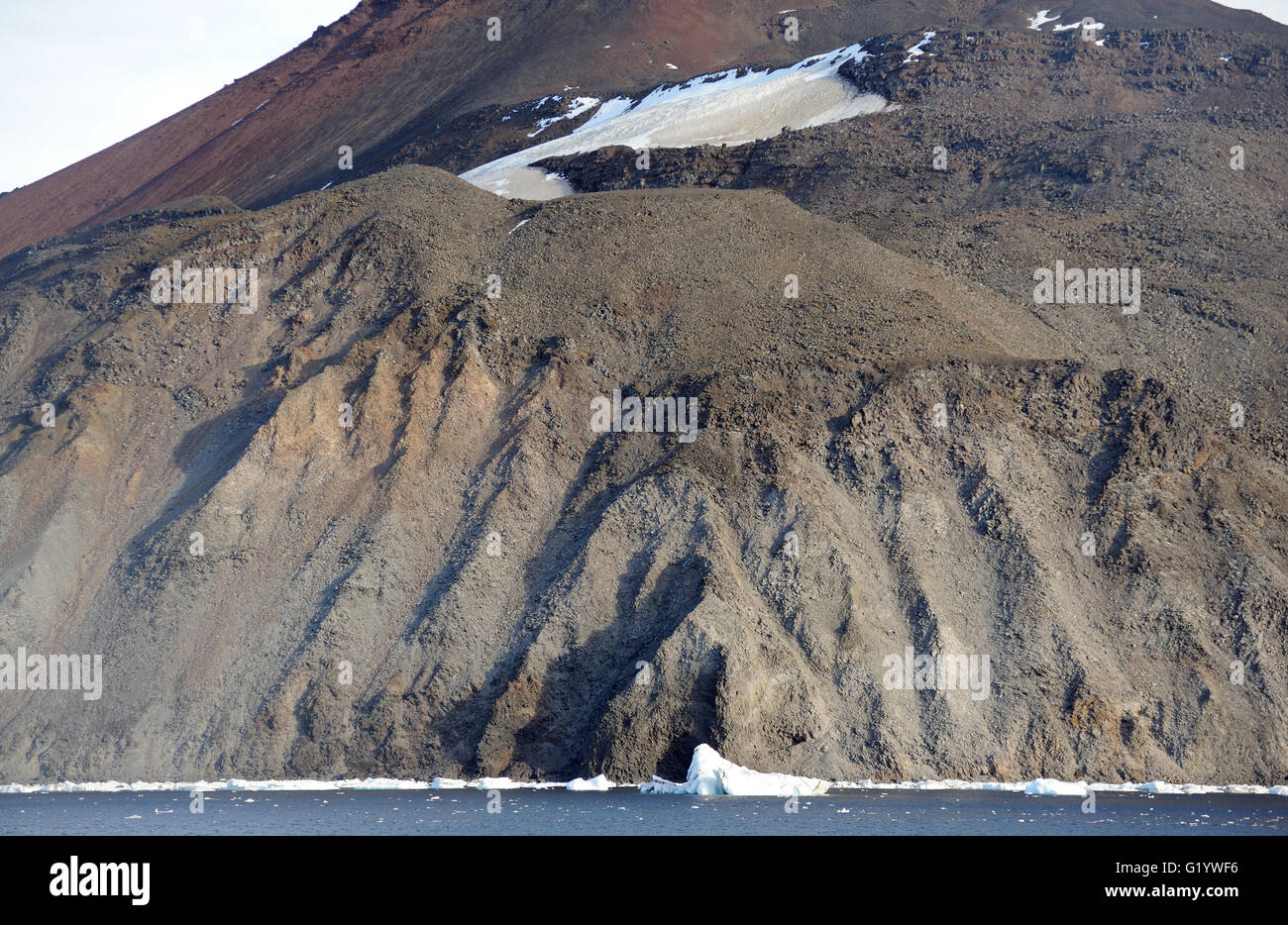 Eroded cliffs of volcanic ash. Paulet Island, Antarctic Peninsula ...