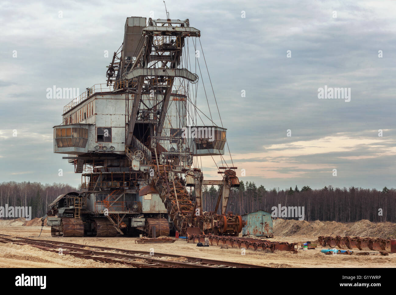 Many buckets of giant quarry excavator Equipment for the extraction of ...