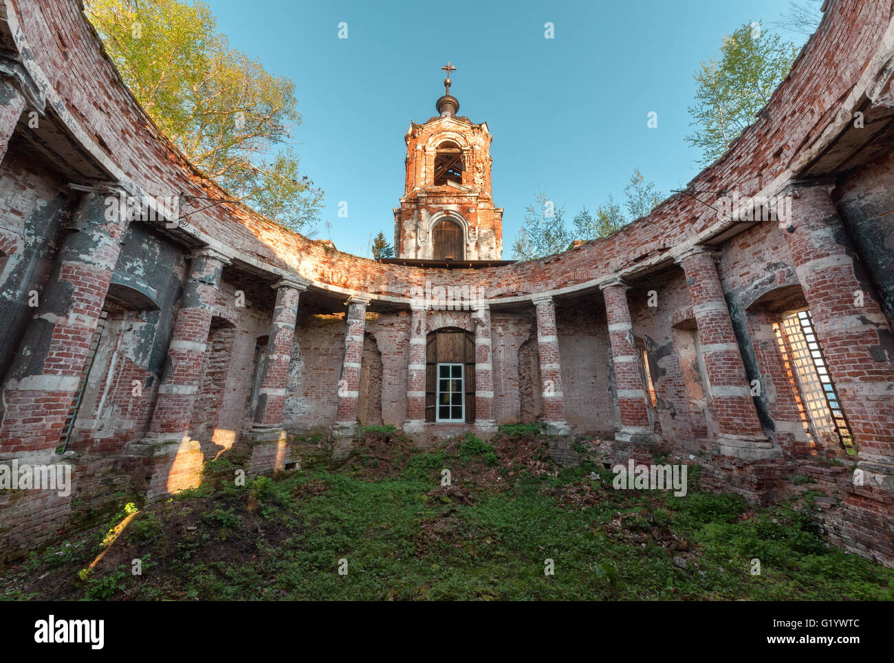 Ancient rotunda with columns without a dome on the bell tower of the ...