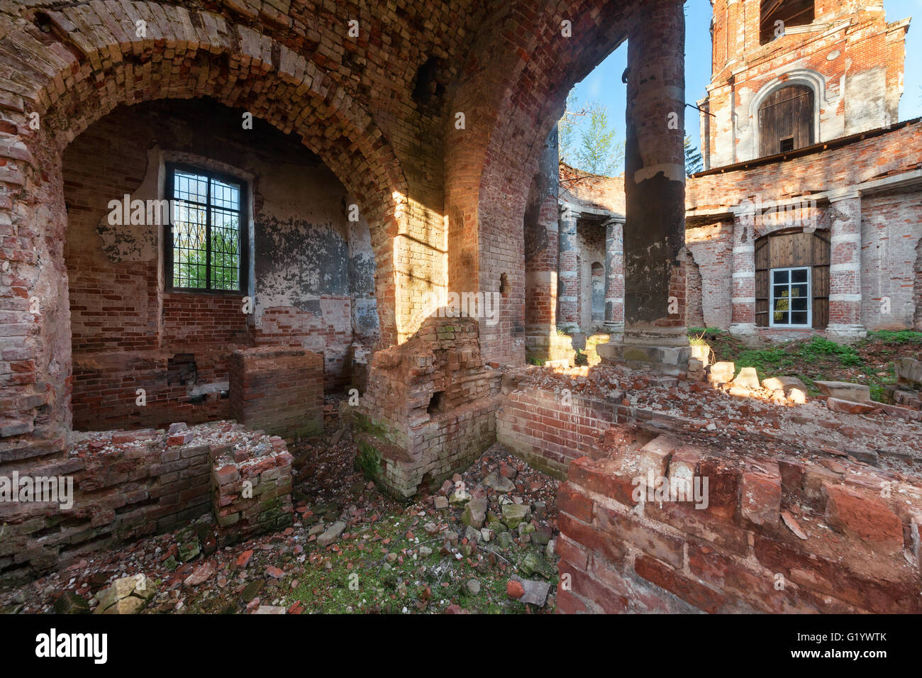 The brick ruins of the interior of an abandoned temple Stock Photo - Alamy