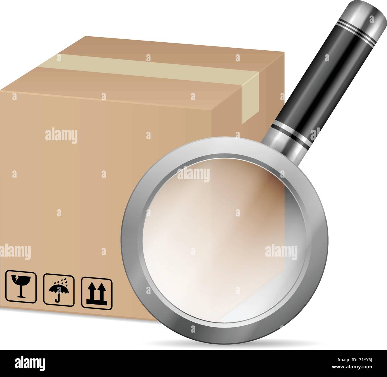 box and magnifying glass on a white background Stock Vector Image & Art ...