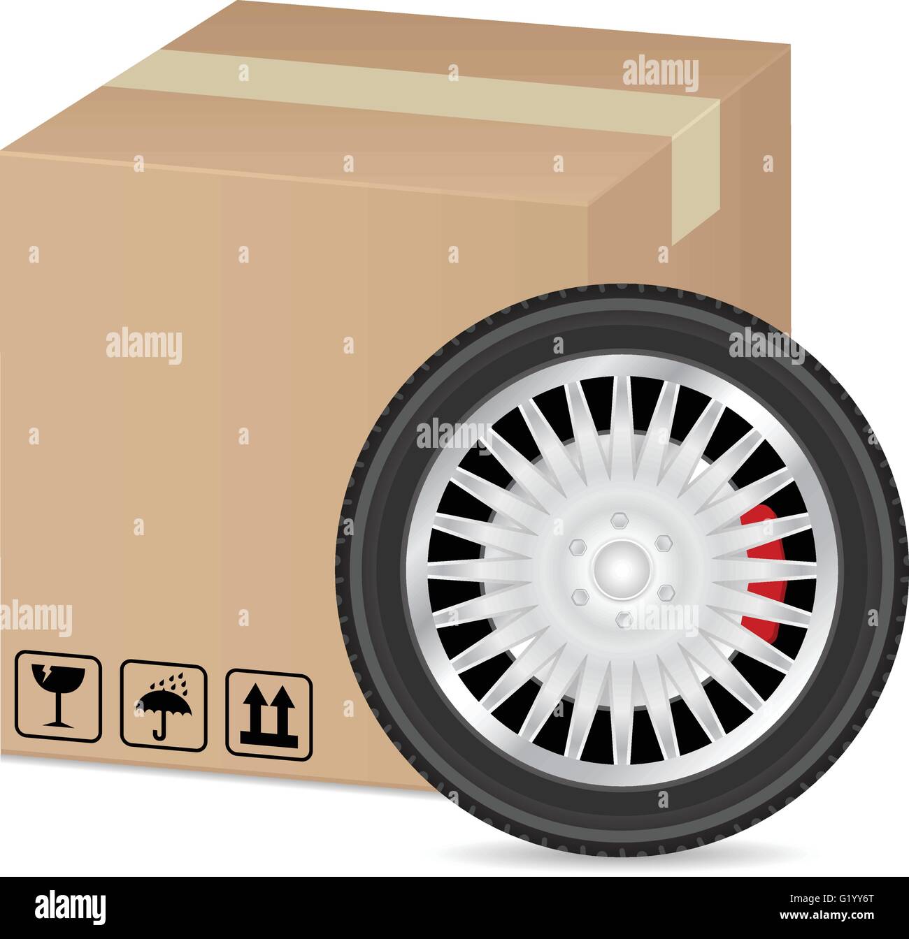 box and wheel on a white background Stock Vector Image & Art - Alamy