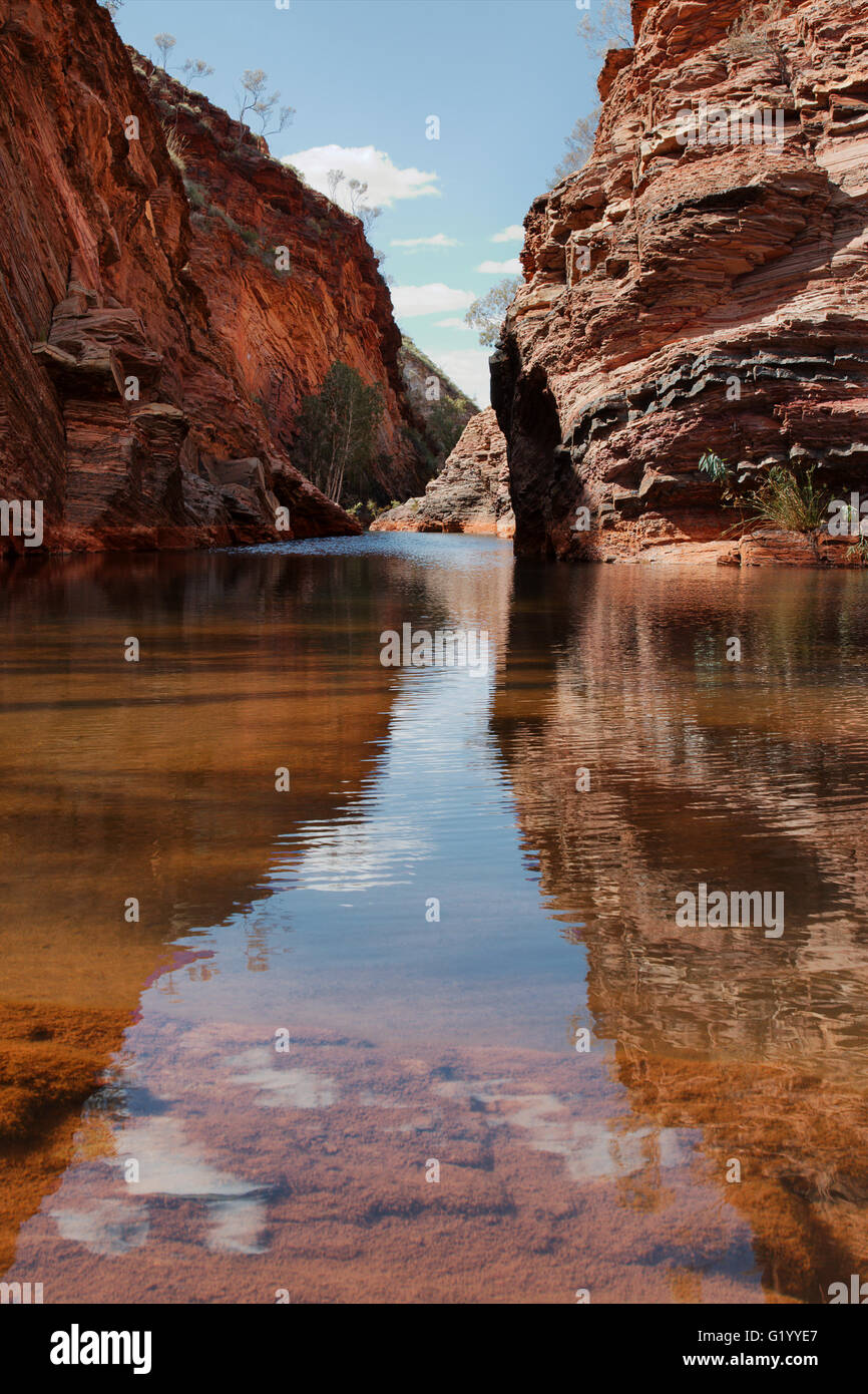 Sky reflecting in water of a gorge Stock Photo - Alamy