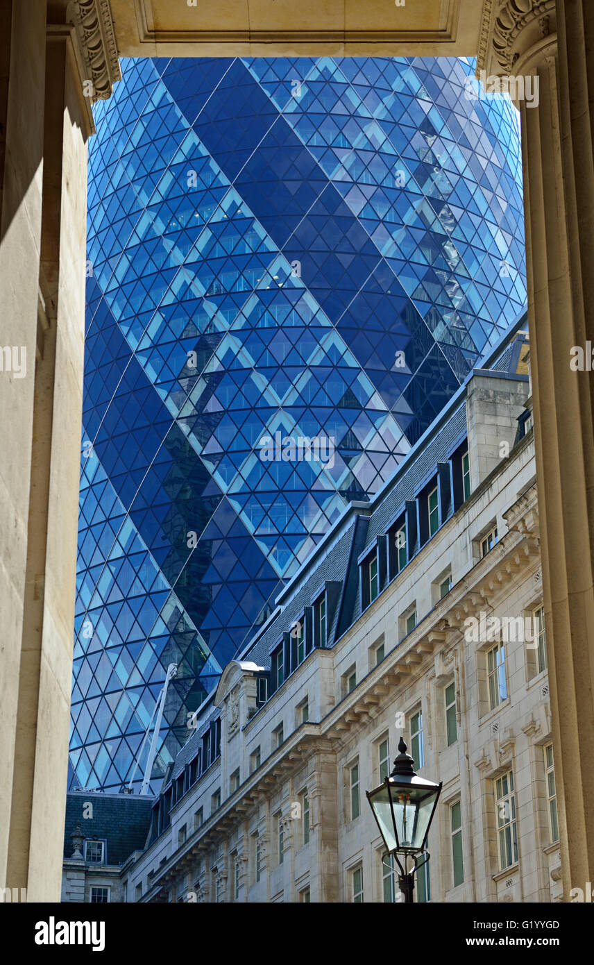 Gherkin viewed from St Helen's Place, Bishopsgate, London, United ...