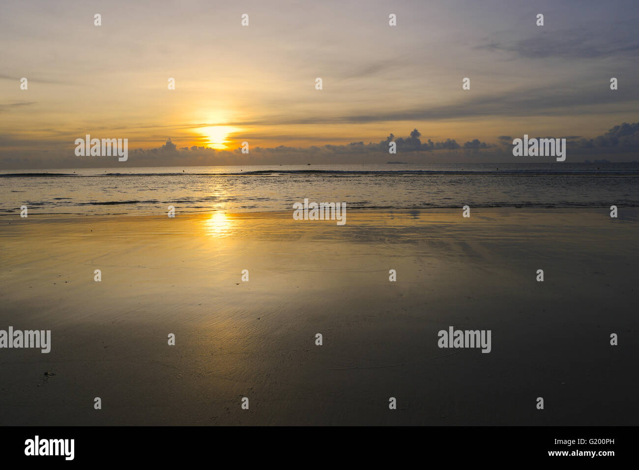The empty Beach Sunset backdrop Stock Photo - Alamy