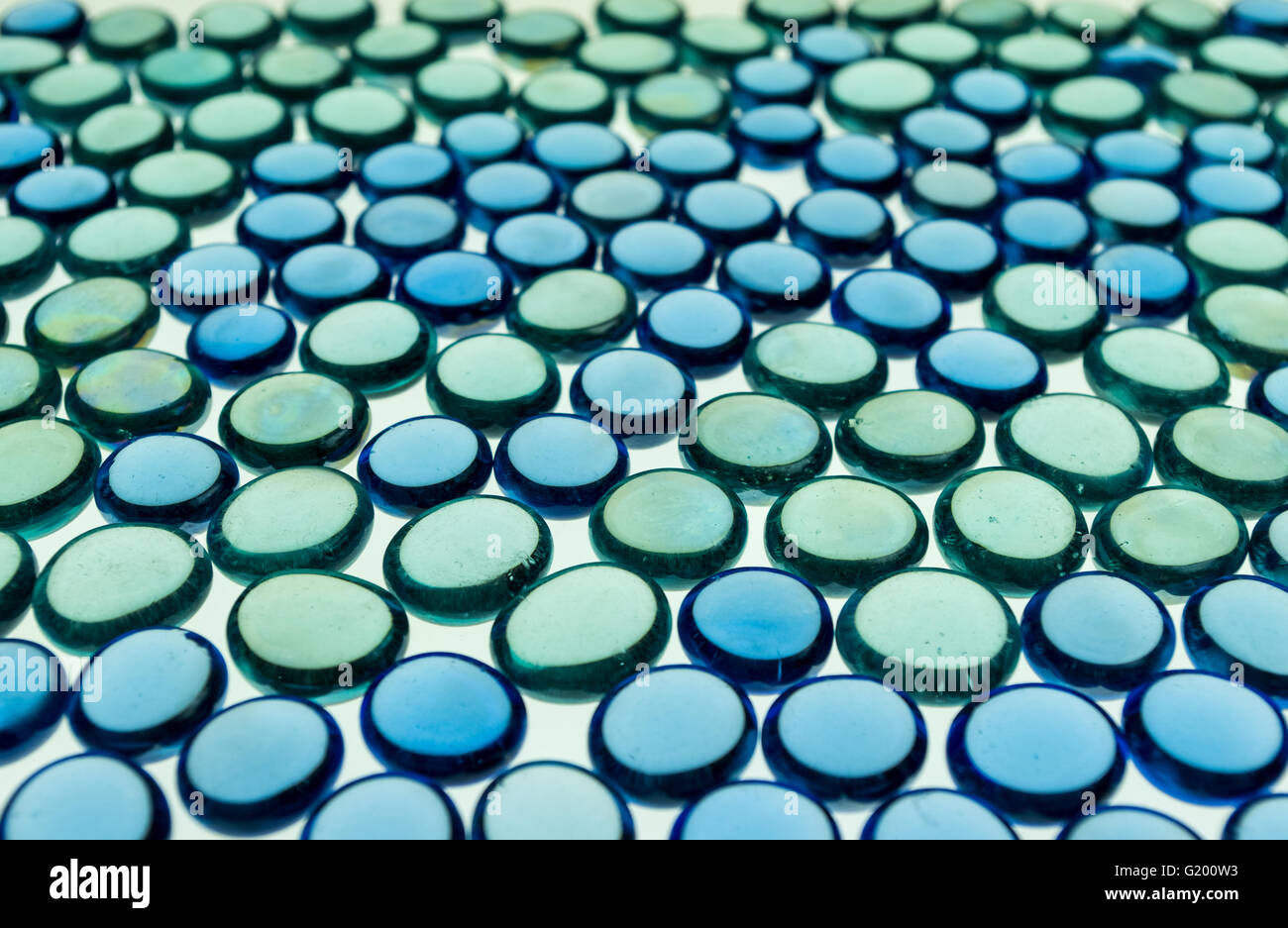 small blue glass hemispheres for a geometric composition and ...