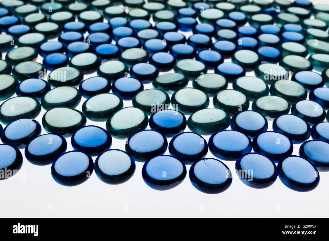 small blue glass hemispheres for a geometric composition and ...