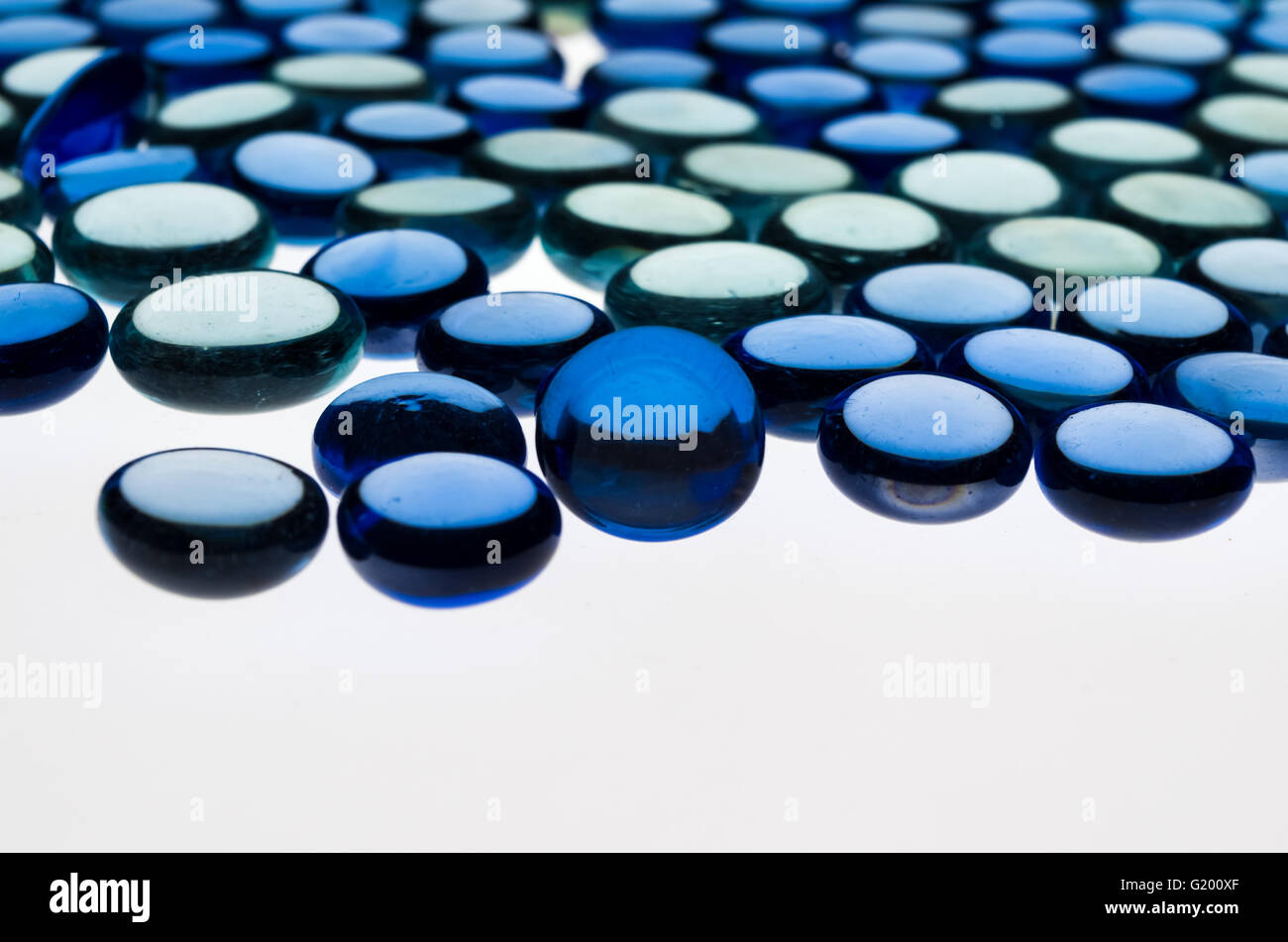 small blue glass hemispheres for a geometric composition and ...