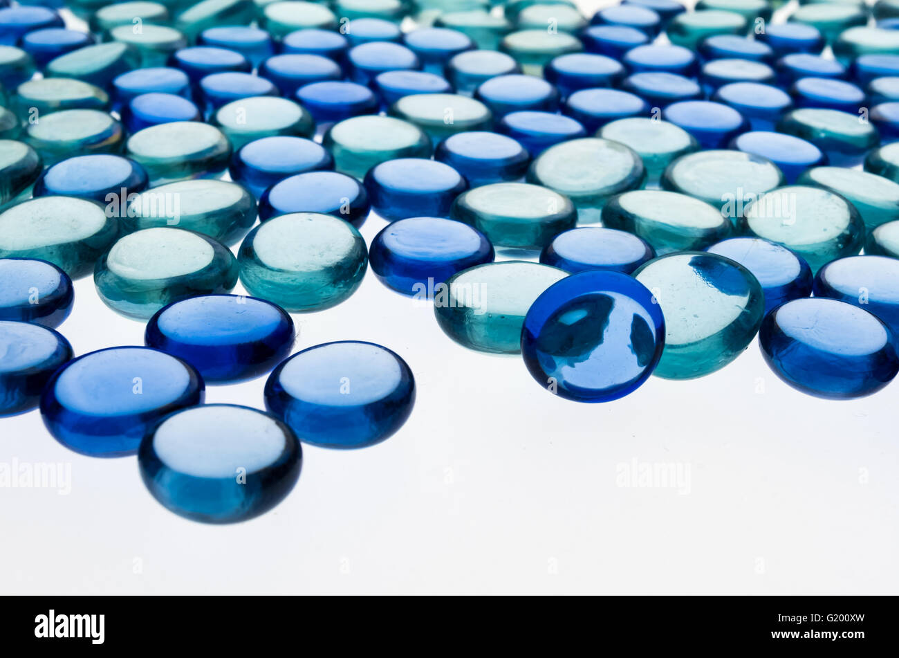 small blue glass hemispheres for a geometric composition and ...