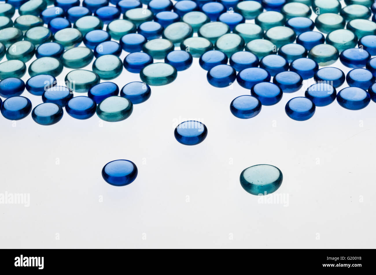 small blue glass hemispheres for a geometric composition and ...