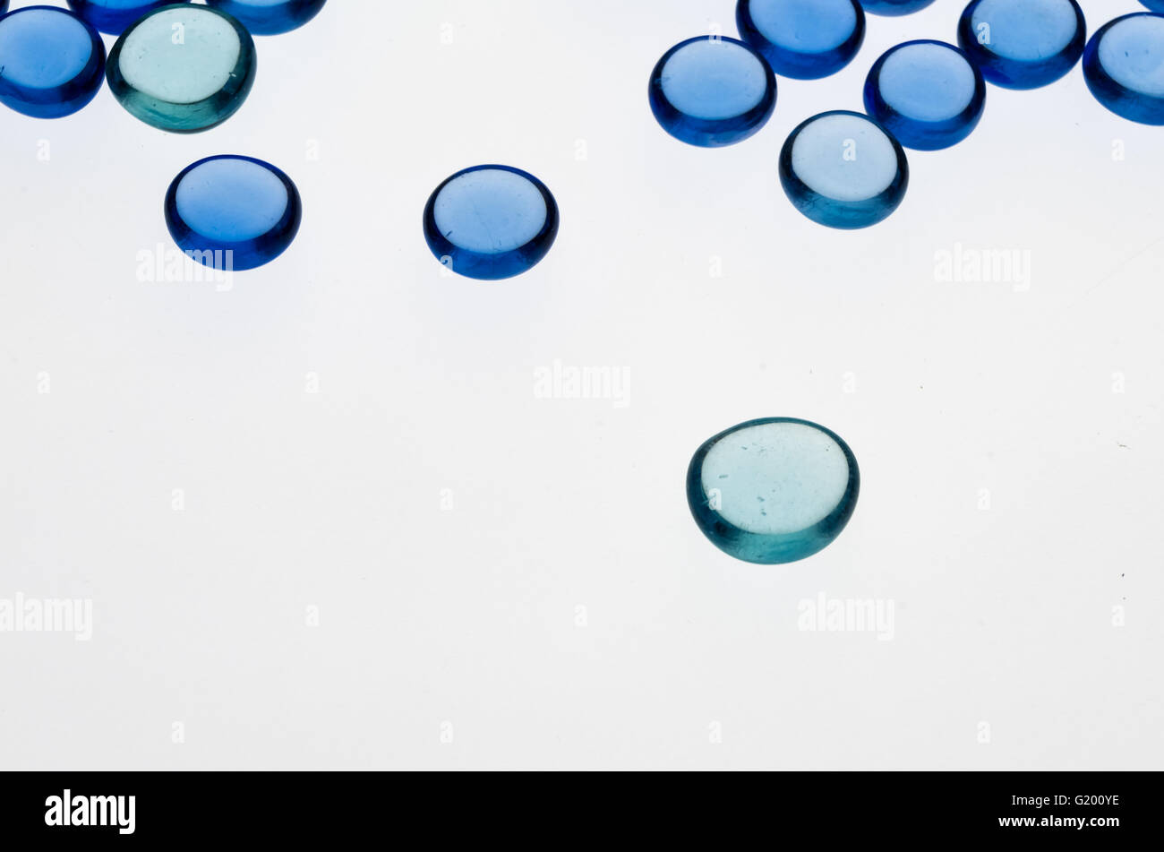 small blue glass hemispheres for a geometric composition and ...