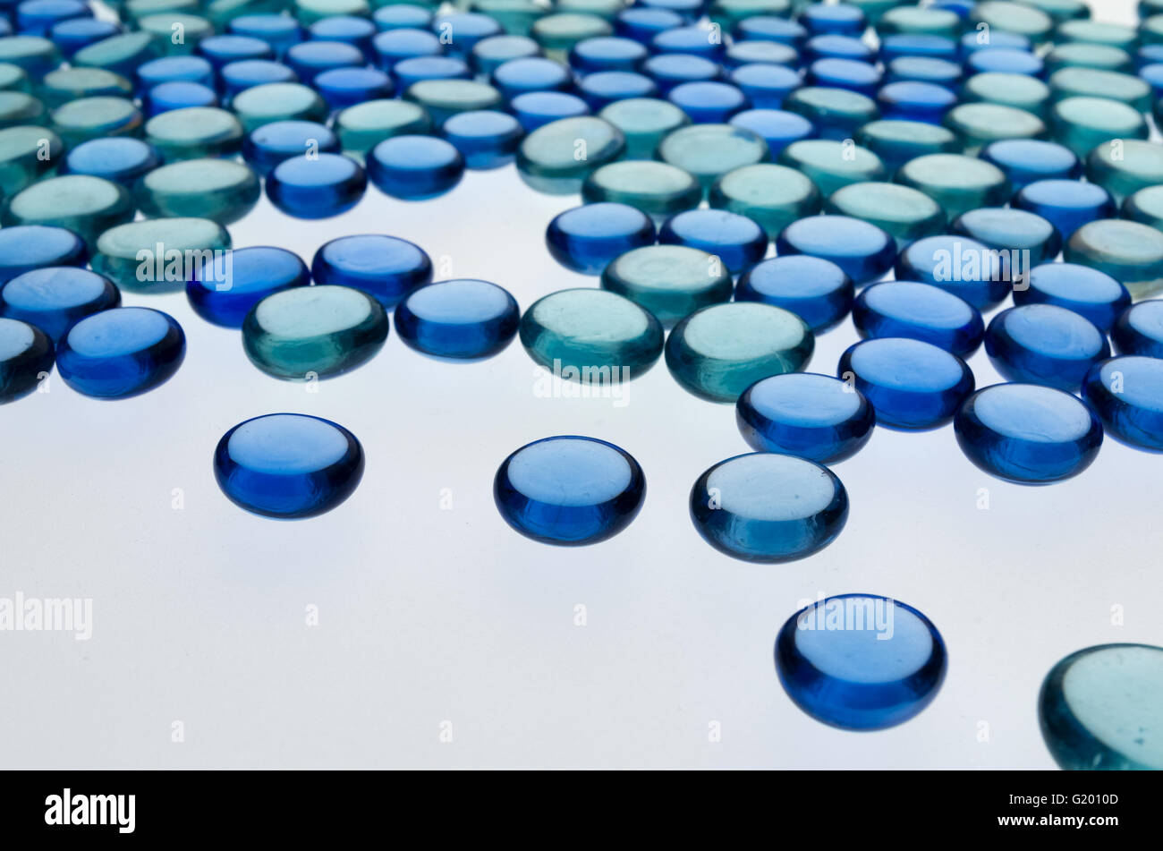 small blue glass hemispheres for a geometric composition and ...