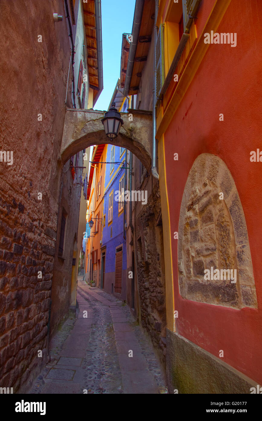 Alley and colorful old houses Stock Photo - Alamy