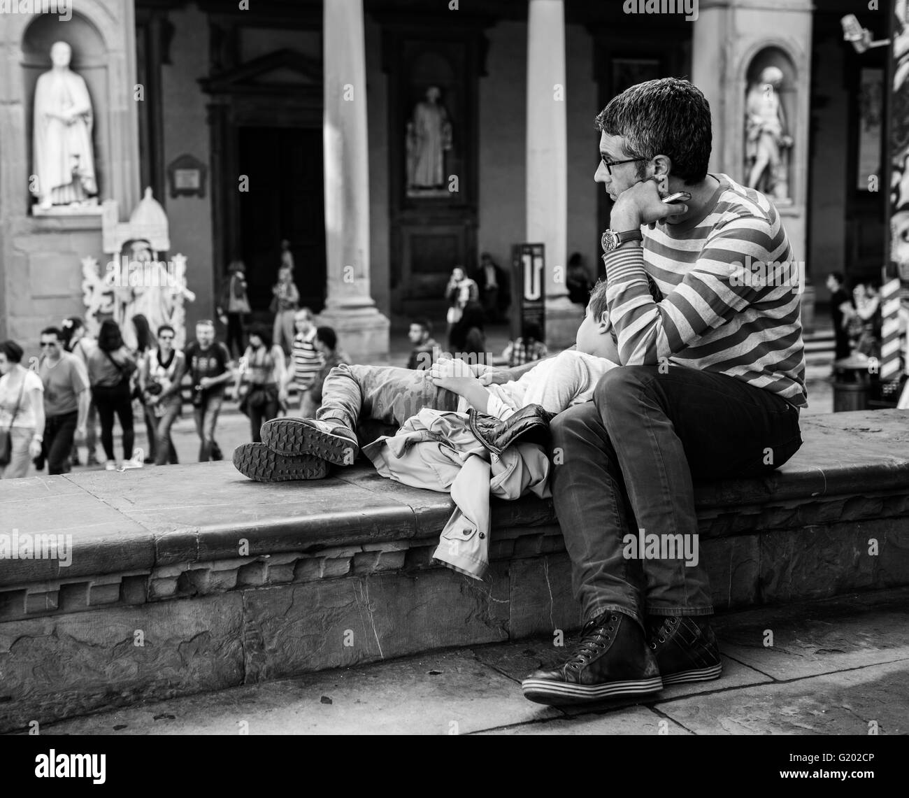 tired father and son Stock Photo - Alamy