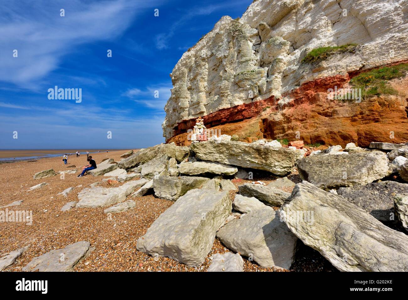 Old Hunstanton Chalk cliffs Norfolk England UK Stock Photo - Alamy